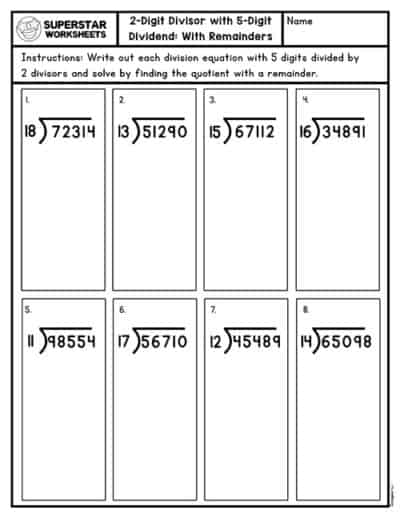Long Division Worksheets - Superstar Worksheets