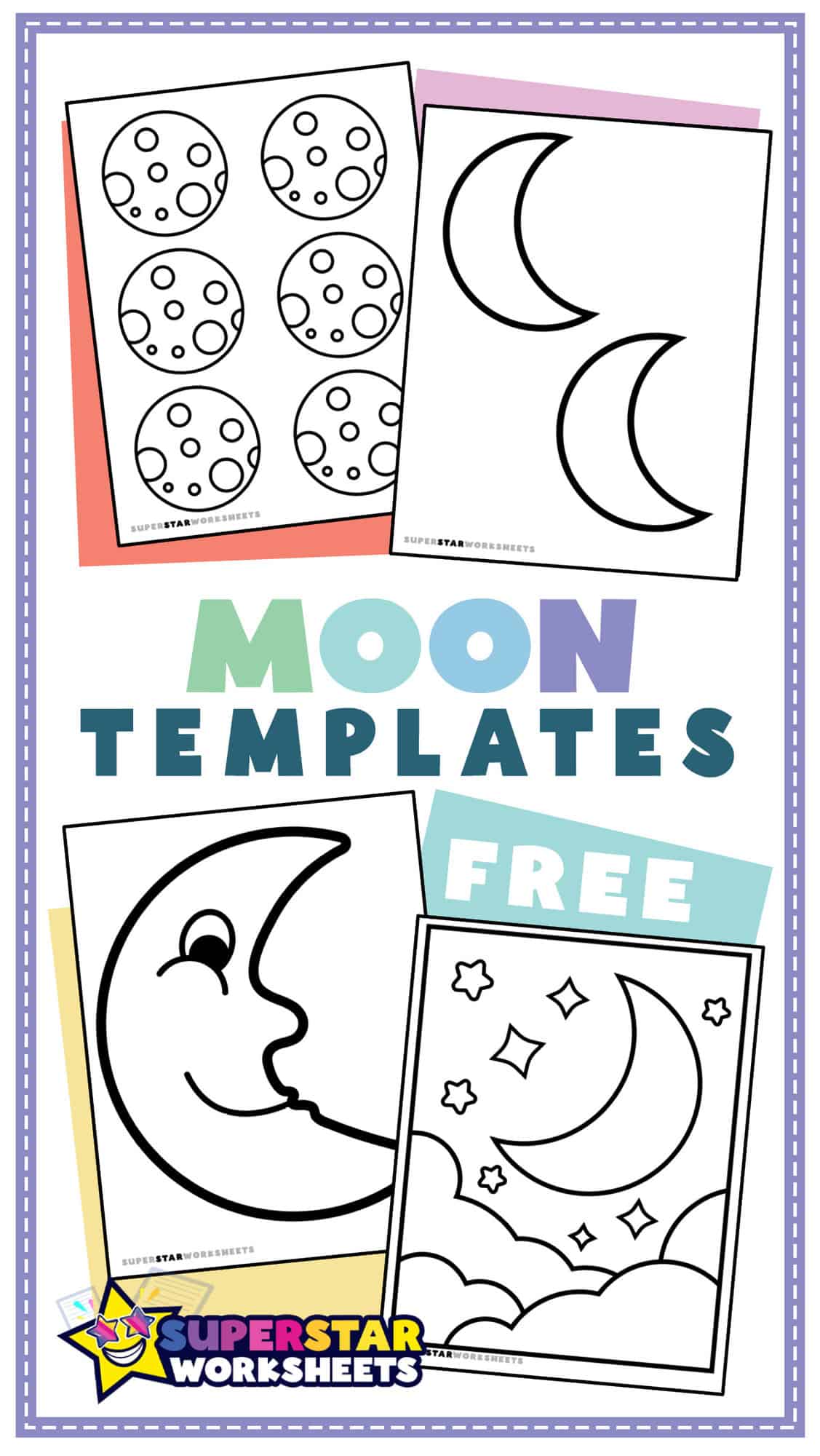 Moon Templates (Free Printables) - Superstar Worksheets