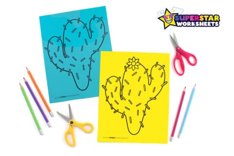 Cactus Template (Free Printables) - Superstar Worksheets