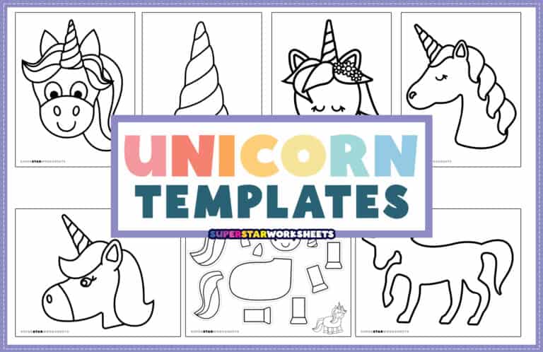 Unicorn Template (Free Printables) - Superstar Worksheets
