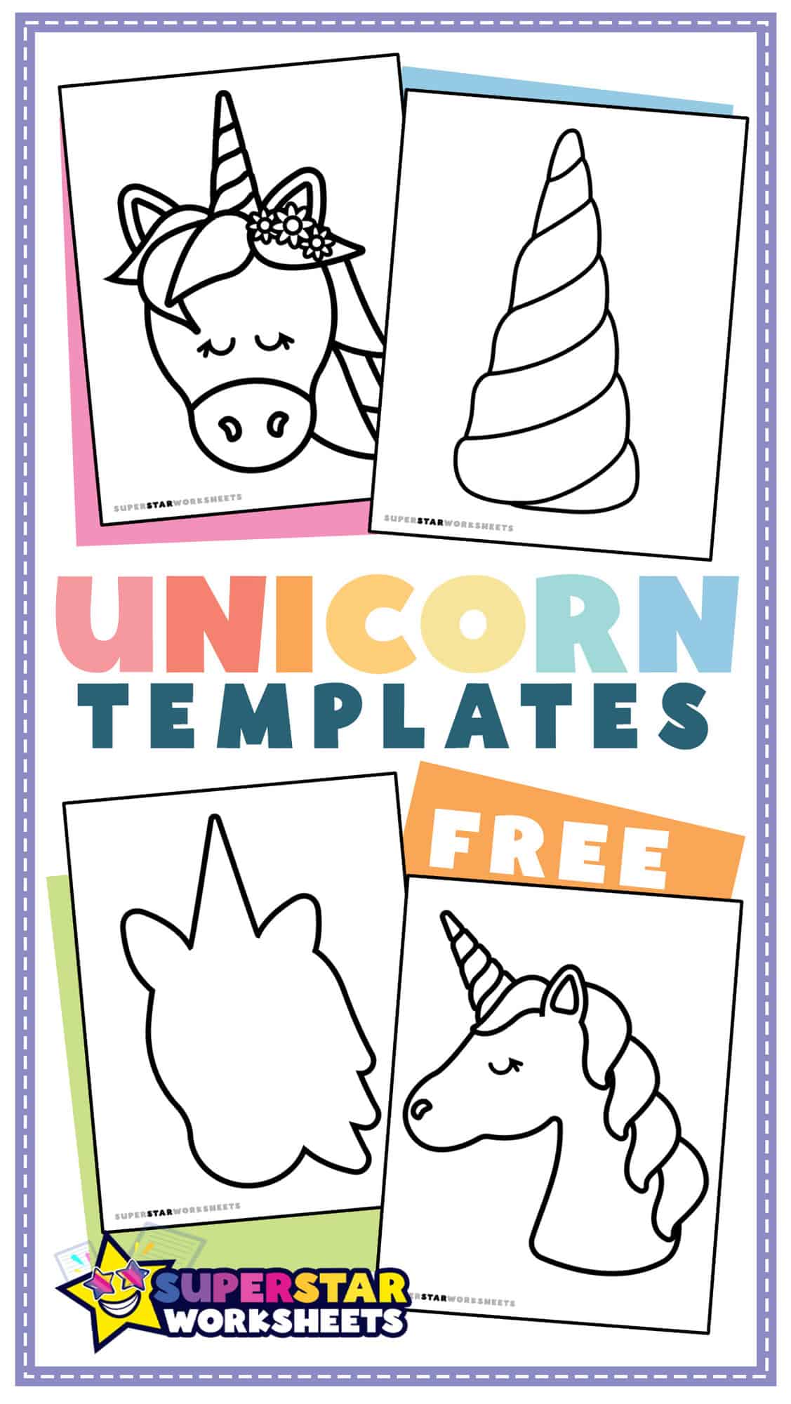 Unicorn Template (Free Printables) - Superstar Worksheets