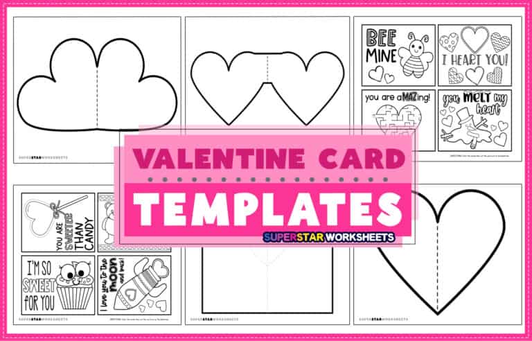 Valentine's Day Card Template (Free Printables) - Superstar Worksheets