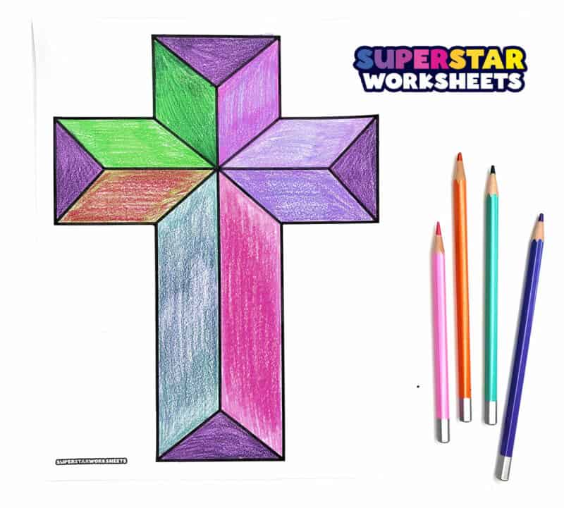 Cross Coloring Pages (Free Printables) - Superstar Worksheets