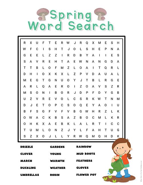 Word Search For Spring