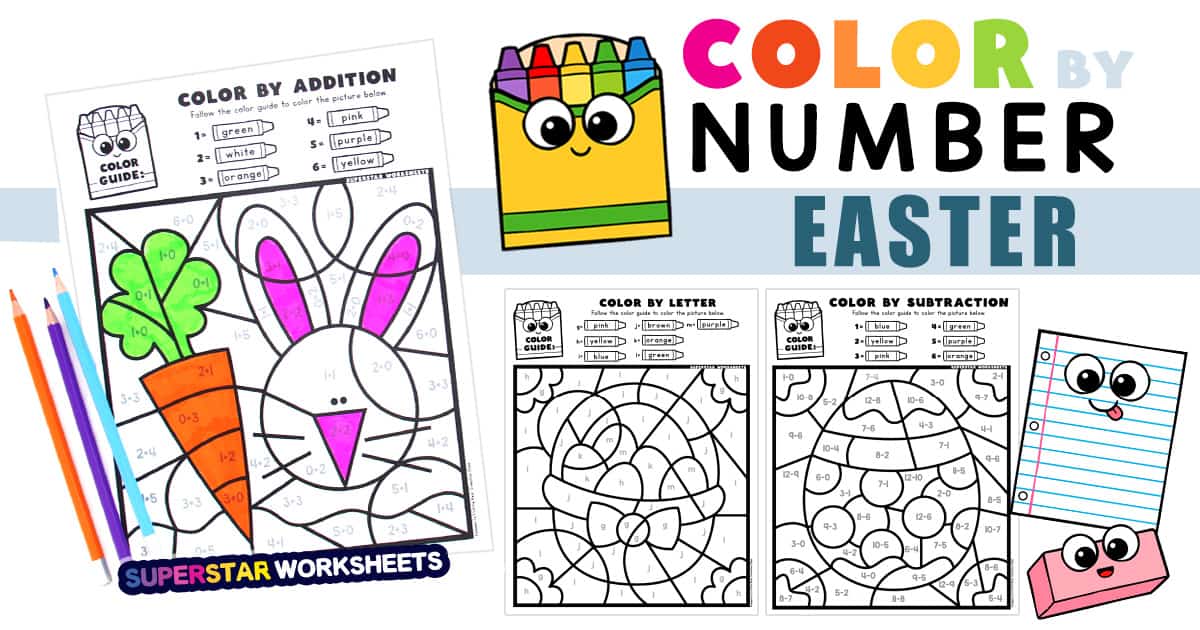 Easter Color By Number - Superstar Worksheets