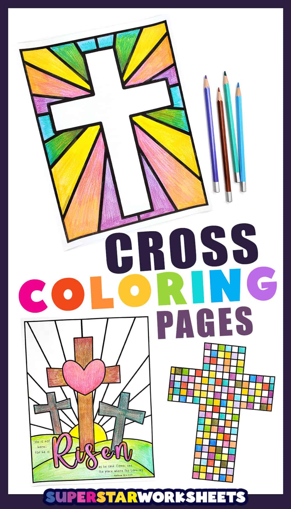 Cross Coloring Pages (Free Printables) - Superstar Worksheets