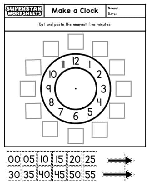 Clock Template (Free Printables) - Superstar Worksheets