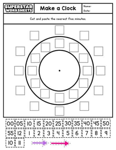 Clock Template (Free Printables) - Superstar Worksheets