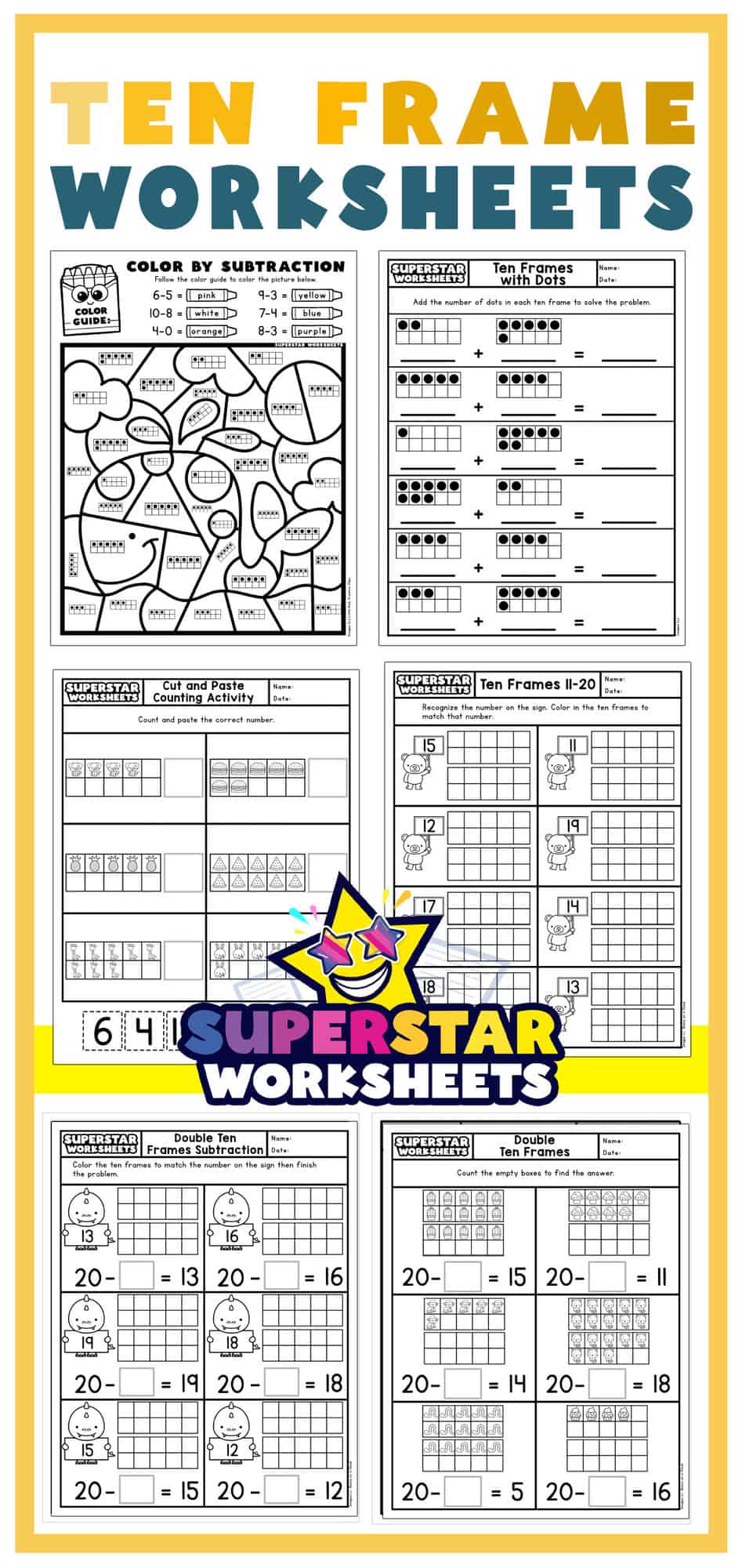 Ten Frame Worksheets - Superstar Worksheets