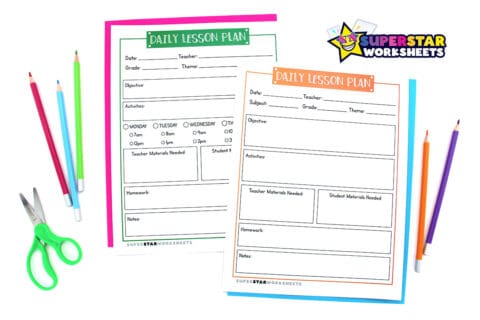 Lesson Plan Template (Free Printables) - Superstar Worksheets