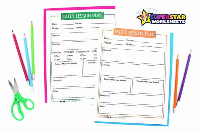 Lesson Plan Template (Free Printables) - Superstar Worksheets