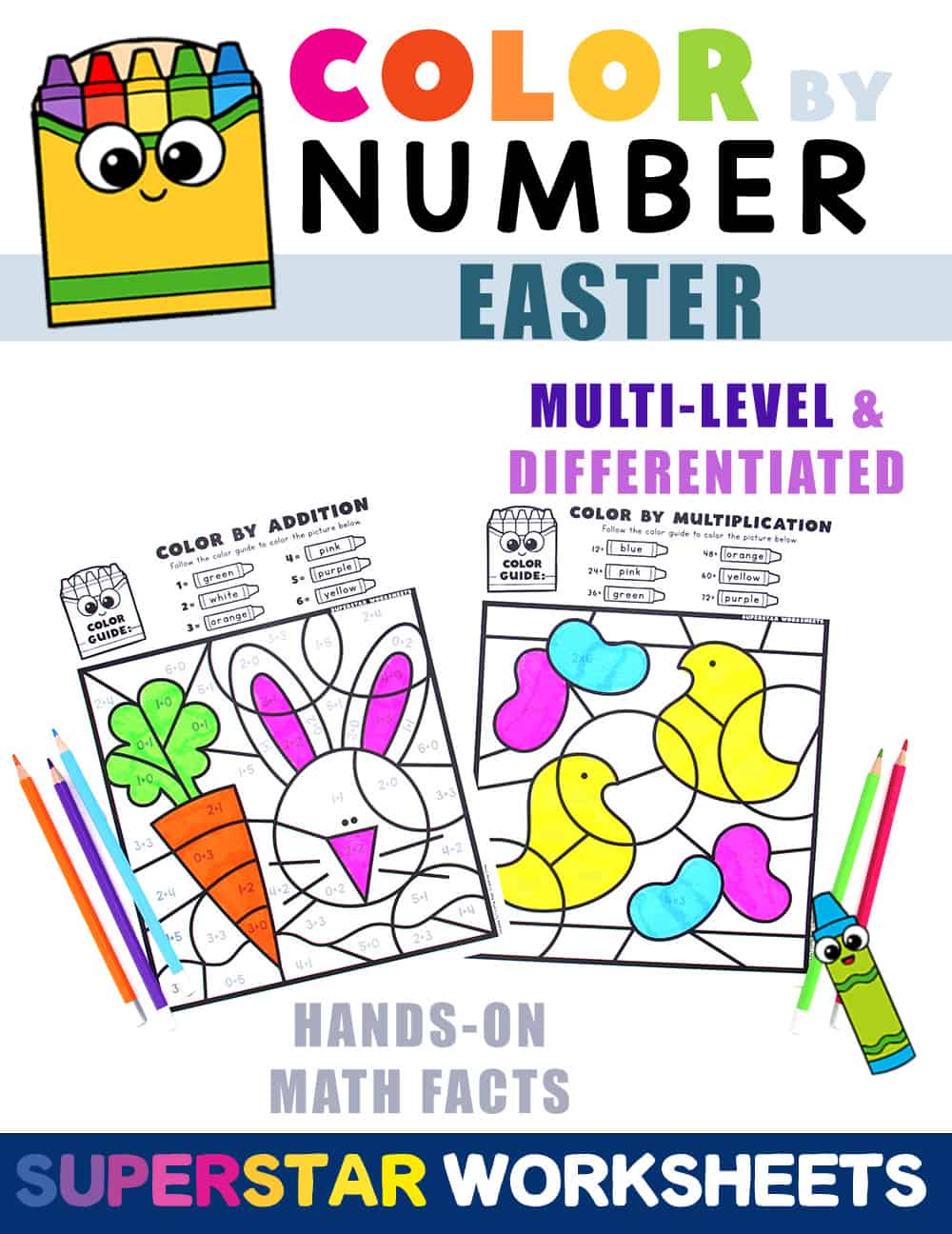 Easter Color By Number - Superstar Worksheets
