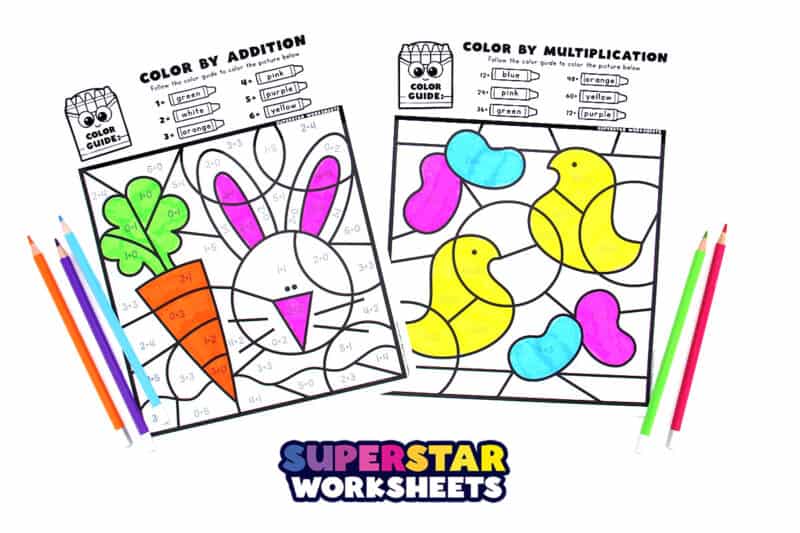 Easter Color By Number - Superstar Worksheets