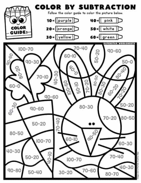 Easter Color By Number - Superstar Worksheets
