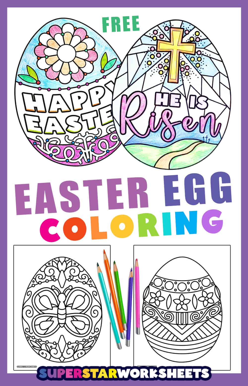 Easter Egg Coloring Pages (Free Printables) - Superstar Worksheets