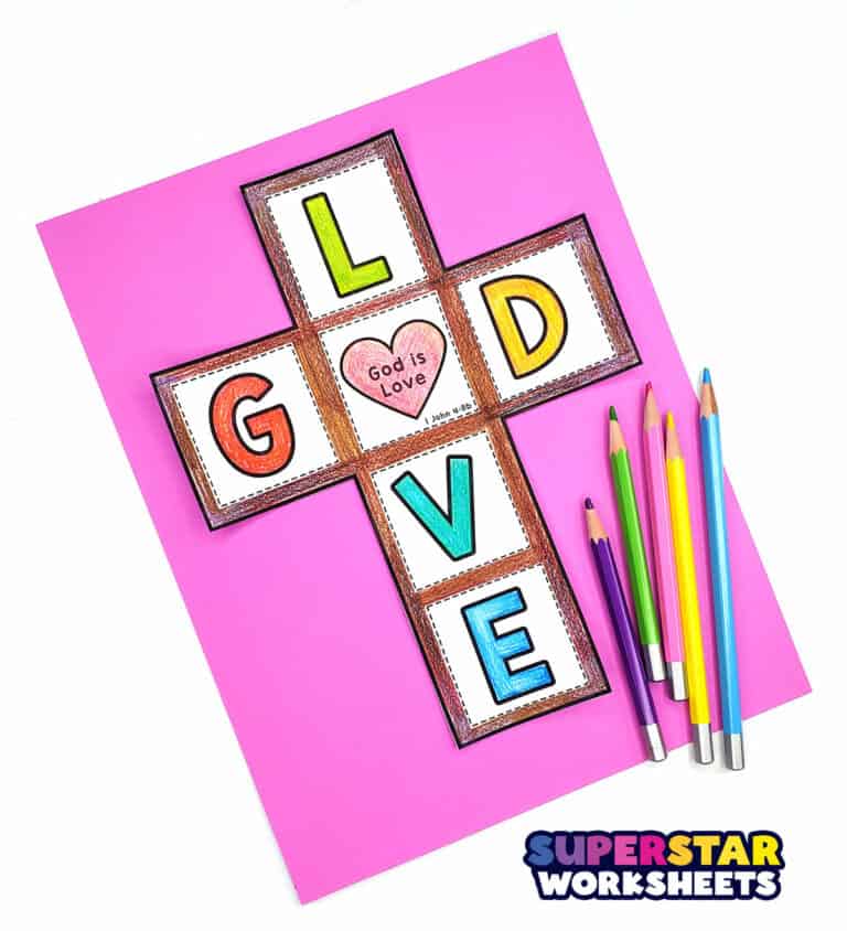 God is Love Printable Cross Craft - Superstar Worksheets