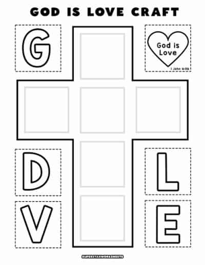 God is Love Printable Cross Craft - Superstar Worksheets