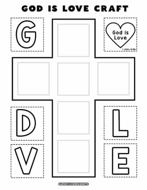 God is Love Printable Cross Craft - Superstar Worksheets