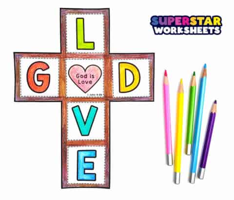 God is Love Printable Cross Craft - Superstar Worksheets