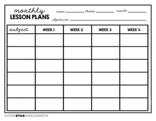 Lesson Plan Template (Free Printables) - Superstar Worksheets