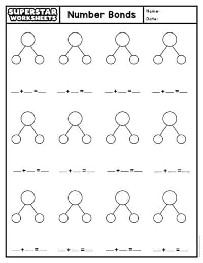Number Bonds - Superstar Worksheets