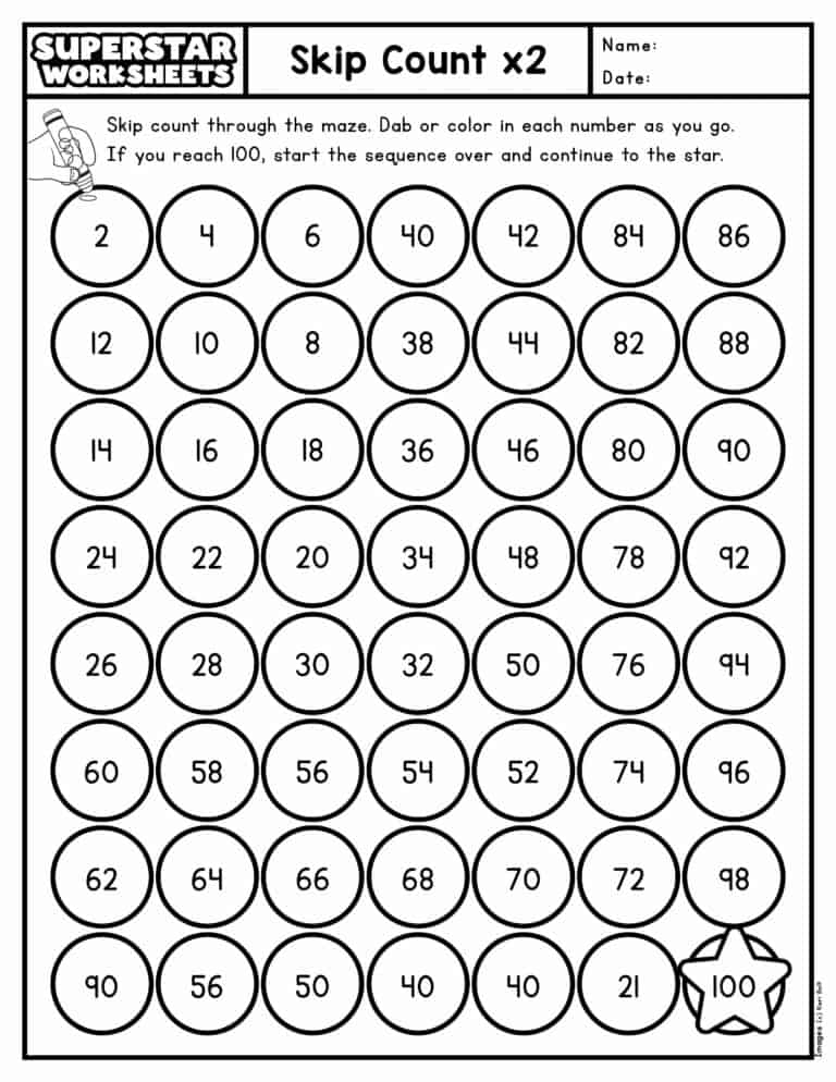 Skip Counting Worksheets - Superstar Worksheets