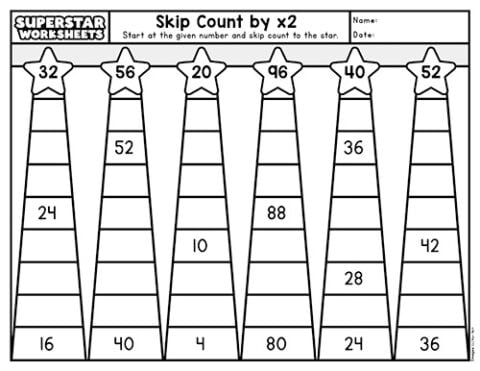 Skip Counting Worksheets - Superstar Worksheets