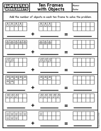 Ten Frame Worksheets - Superstar Worksheets