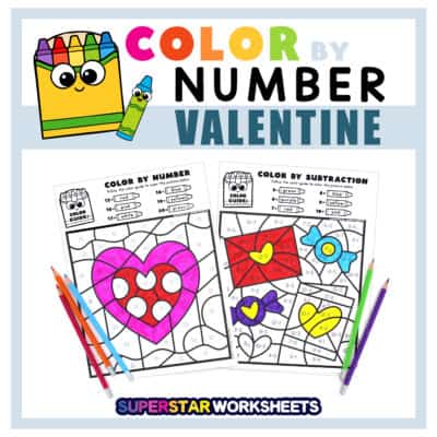 Valentines Day Color By Number - Superstar Worksheets