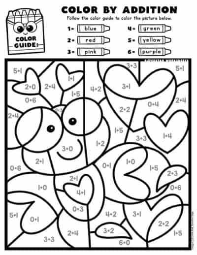 Valentines Day Color By Number - Superstar Worksheets