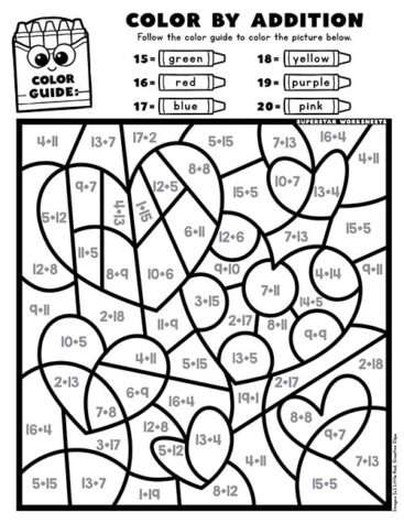 Valentines Day Color By Number - Superstar Worksheets