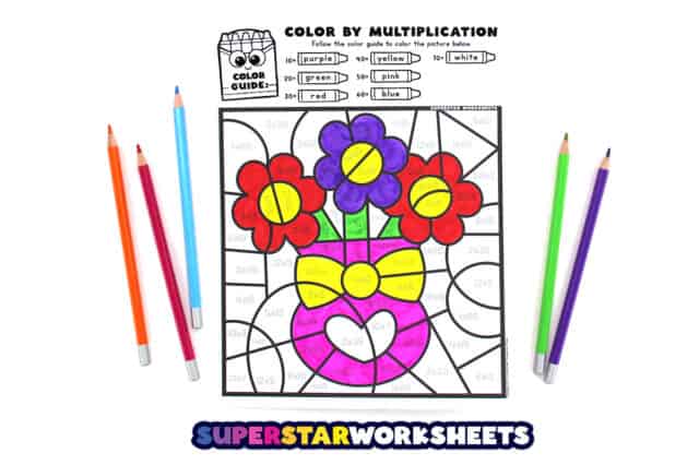 Valentines Day Color By Number - Superstar Worksheets