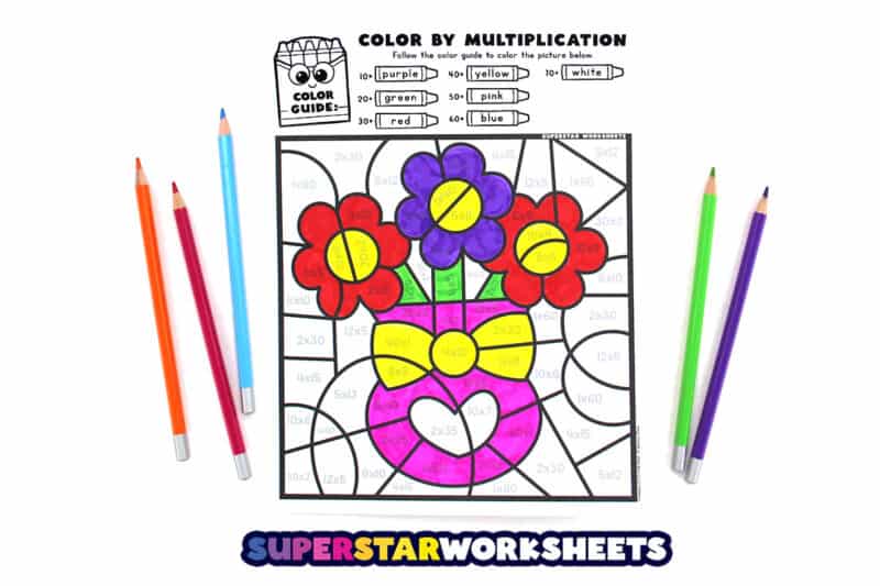 Valentines Day Color By Number - Superstar Worksheets