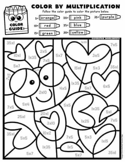 Valentines Day Color By Number - Superstar Worksheets