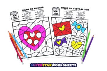 Valentines Day Color By Number - Superstar Worksheets