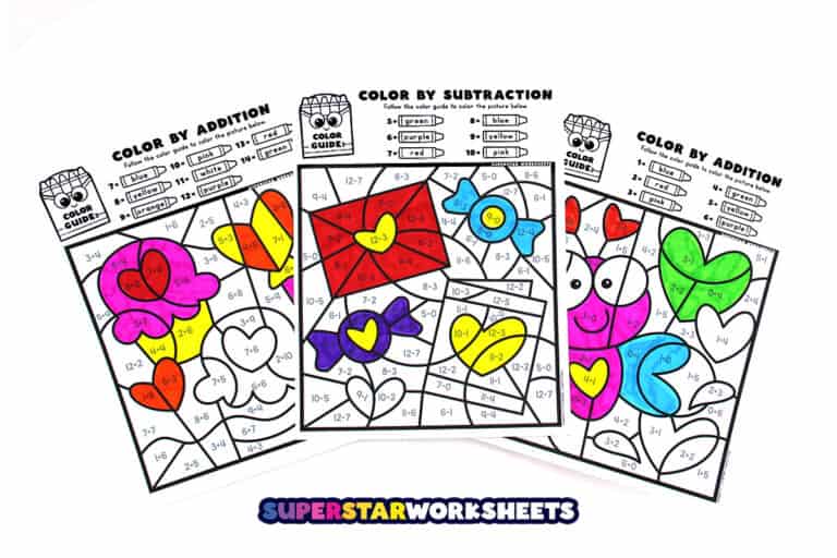 Valentines Day Color By Number - Superstar Worksheets