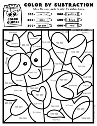 Valentines Day Color By Number - Superstar Worksheets
