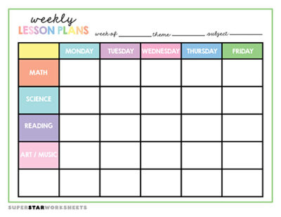 Lesson Plan Template (Free Printables) - Superstar Worksheets