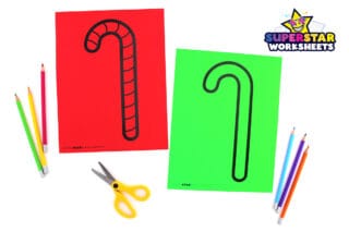 Candy Cane Template (Free Printables) - Superstar Worksheets