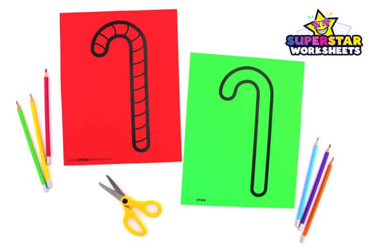 Candy Cane Template (Free Printables) - Superstar Worksheets