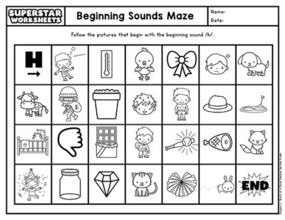 Beginning Sounds Worksheets - Superstar Worksheets