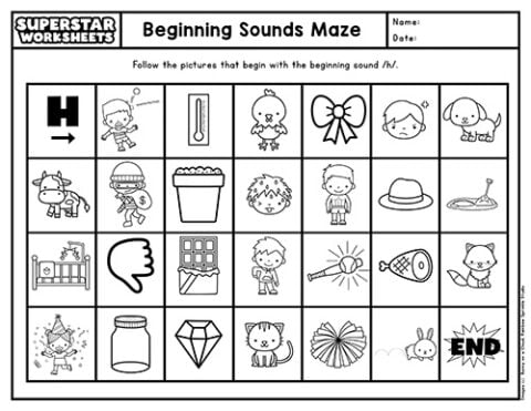 Beginning Sounds Worksheets - Superstar Worksheets