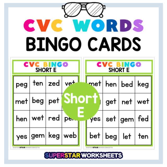CVC Word BINGO - Superstar Worksheets