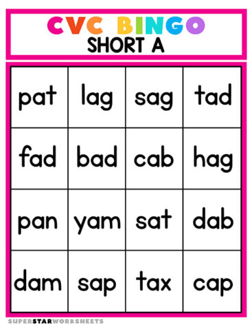 CVC Word BINGO - Superstar Worksheets