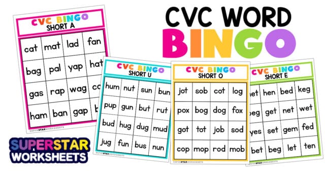 CVC Word BINGO - Superstar Worksheets