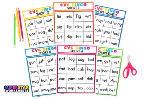 CVC Word BINGO - Superstar Worksheets