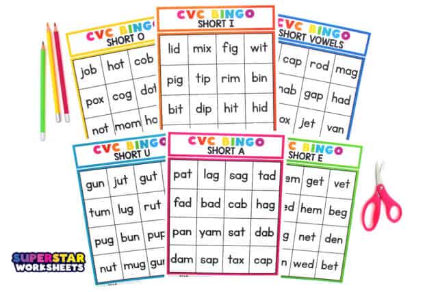 CVC Word BINGO - Superstar Worksheets
