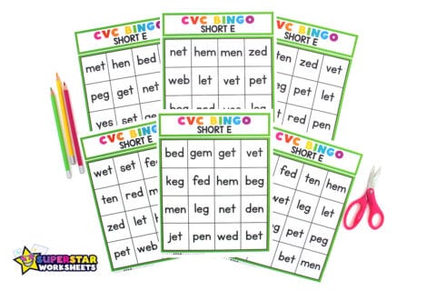 CVC Word BINGO - Superstar Worksheets