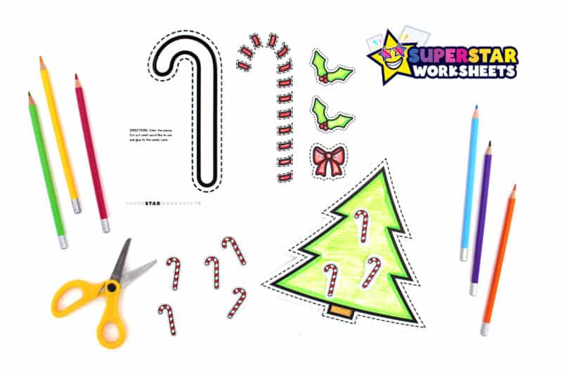 Candy Cane Template - Superstar Worksheets