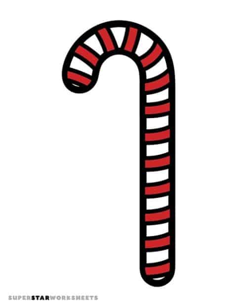 Candy Cane Template (Free Printables) - Superstar Worksheets